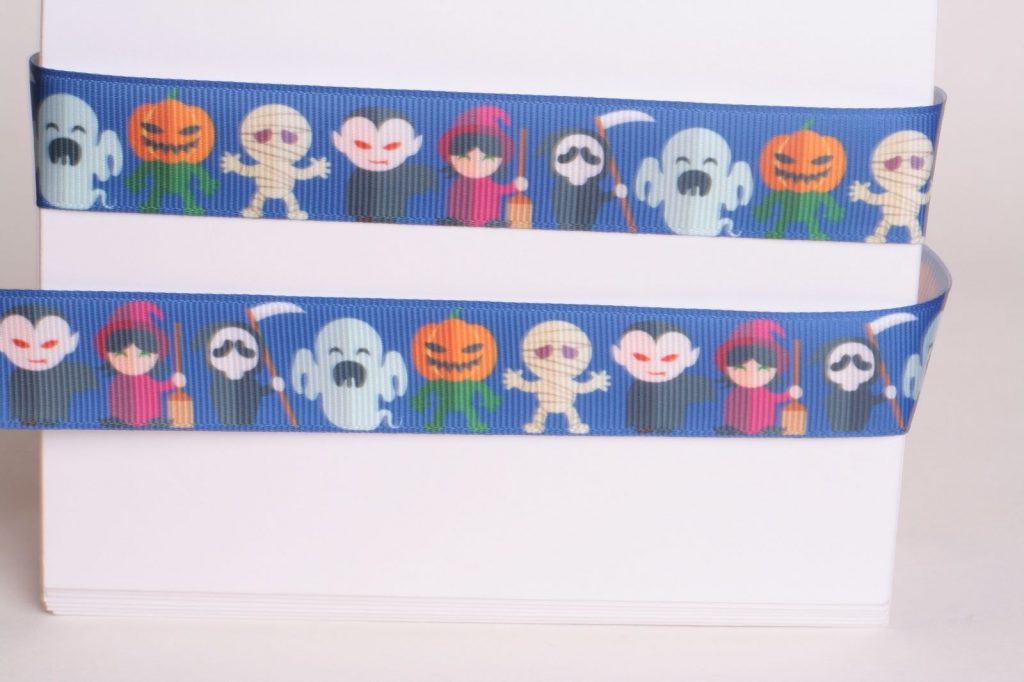 Halloween Mummy Spooky Ghost 7/8" Grosgrain Ribbon - Ribbon Plus