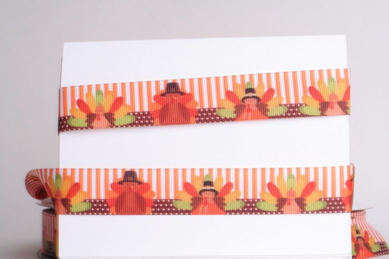 Happy Thanksgiving Turkey 7/8" Grosgrain Ribbon - Ribbon Plus
