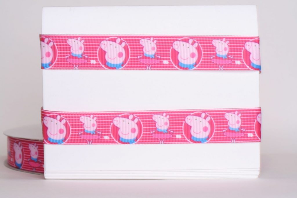 Peppa Pig Dancing Pink 7/8" Grosgrain Ribbon - Ribbon Plus