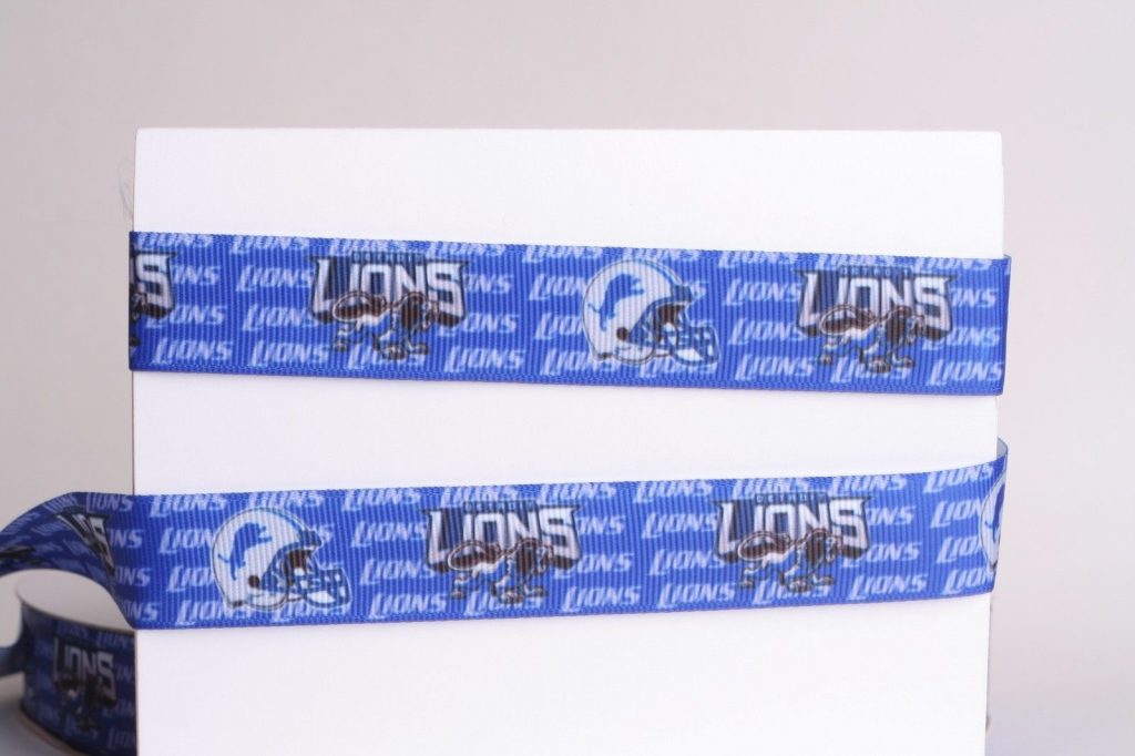 Detroit Lions Football 7/8" Grosgrain Ribbon - Ribbon Plus