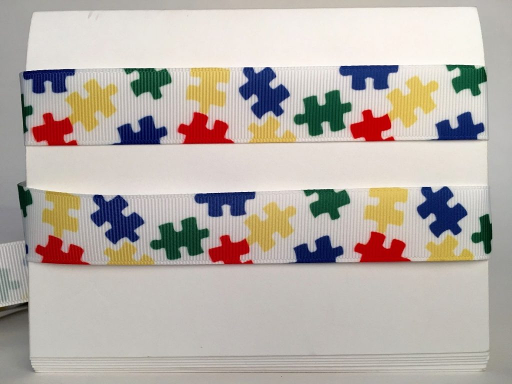 Autism Awareness Jigsaw Puzzle 7/8" Grosgrain Ribbon - Ribbon Plus