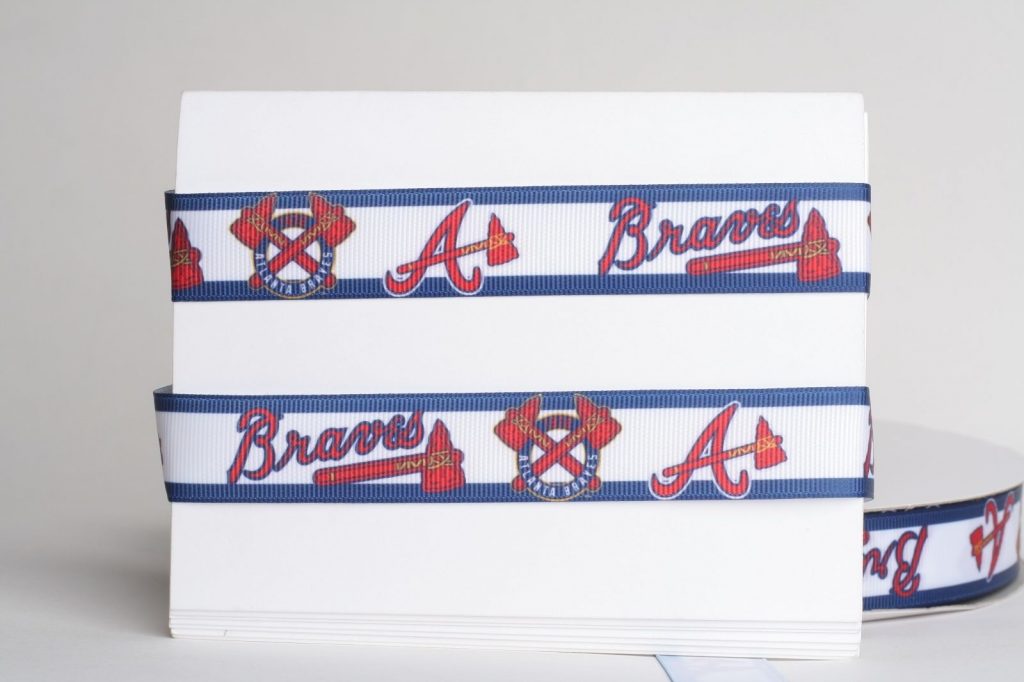Atlanta Braves Baseball 7/8" Grosgrain Ribbon - Ribbon Plus
