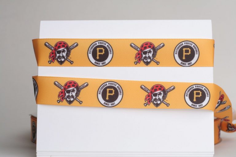 Pittsburgh Pirates Baseball 7/8" Grosgrain Ribbon - Ribbon Plus