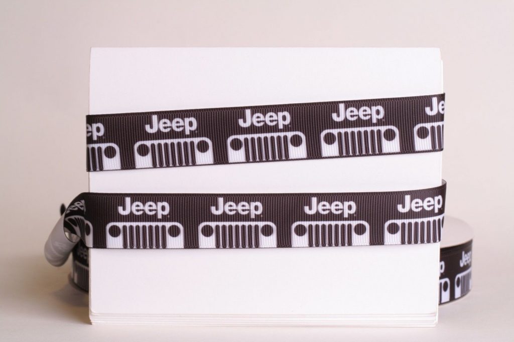 White Jeep Wrangler With Black Background 1" Grosgrain Ribbon - Ribbon Plus