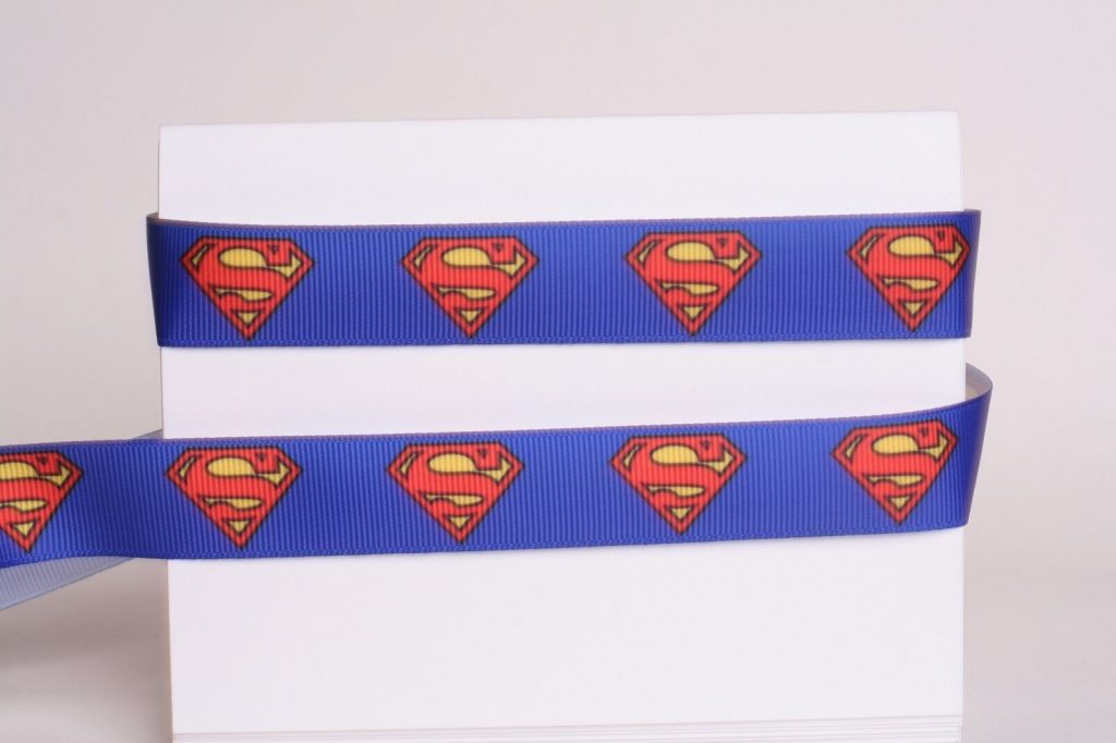 Super Hero Superman Blue 7/8" Grosgrain Ribbon - Ribbon Plus
